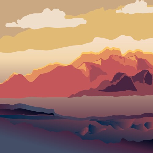 Landscape sunset flat background nature sky Vector Image