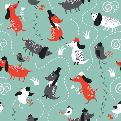 Playing dogs seamless pattern funny lap-dog Vector Image