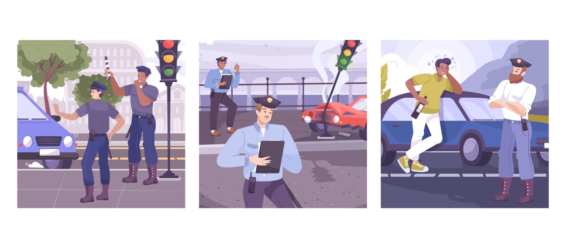 Traffic police road security control Royalty Free Vector