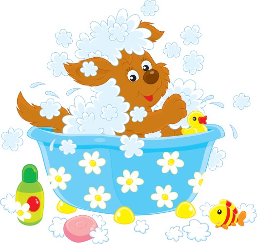 Cartoon dog bathing time Royalty Free Vector Image