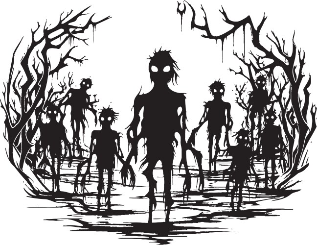 Grimy gathering doodle zombies logo icon horror Vector Image