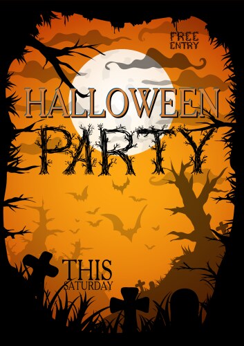 Scary dark halloween poster with spooky objects Vector Image