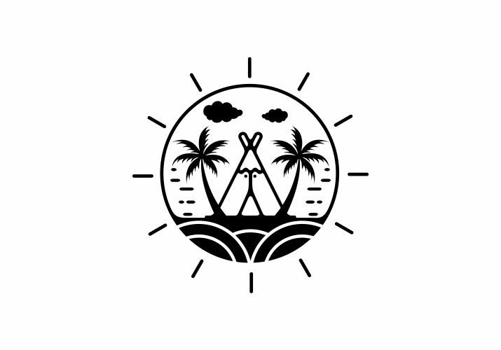 Compass and forest camping logo emblem summer Vector Image