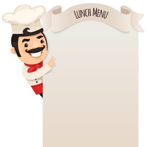 Cartoon chef with blank menu Royalty Free Vector Image