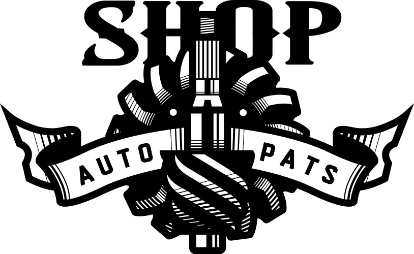 Auto parts store car logo emblem Royalty Free Vector Image