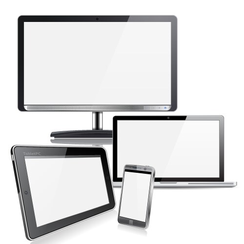 Line drawing a tablet device perspective view Vector Image