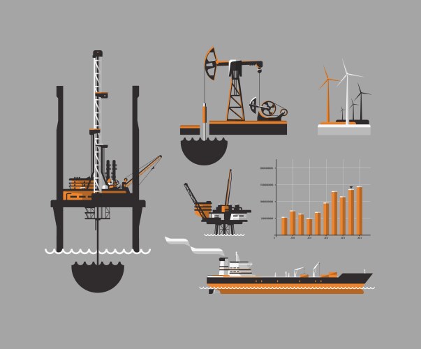 Offshore oil rig drilling platform concept Vector Image