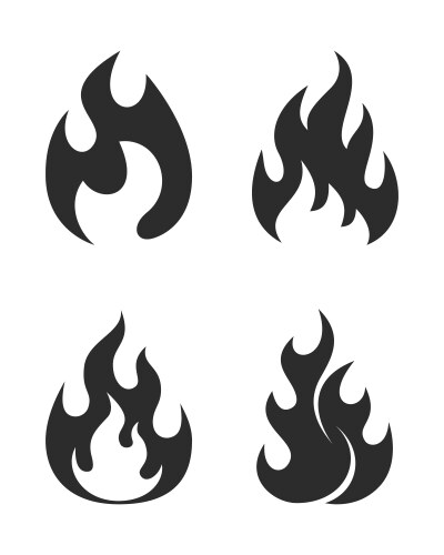 Fire flames set icons Royalty Free Vector Image
