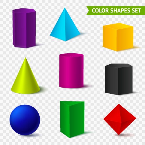 Geometric 3d shapes realistic white basic Vector Image
