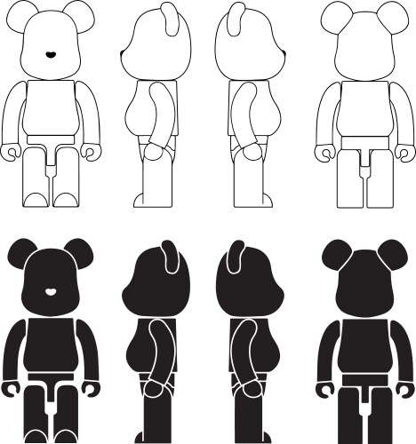 Pink bear brick constructor figurines Royalty Free Vector