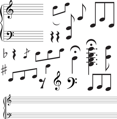 Music note labels and icons Royalty Free Vector Image