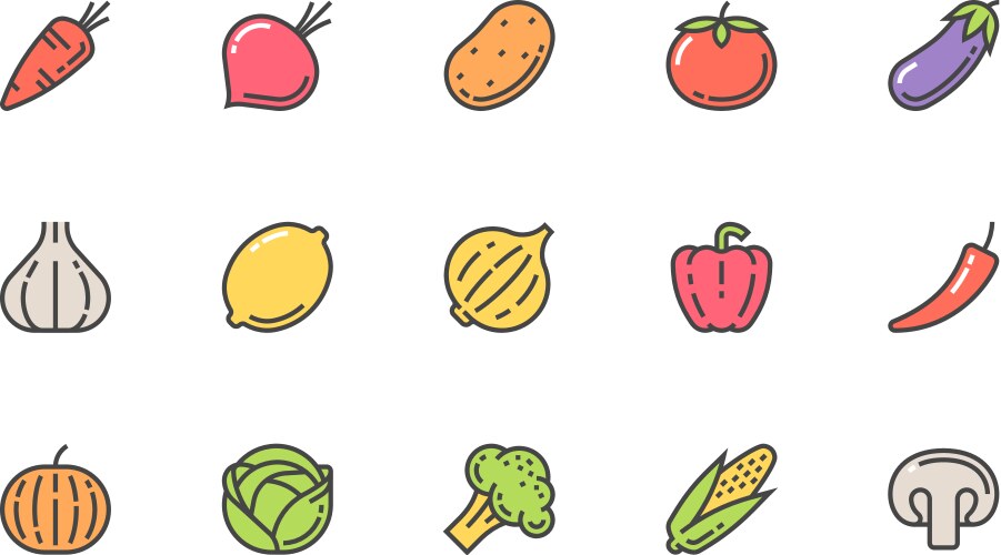 Vegetables icon set Royalty Free Vector Image - VectorStock