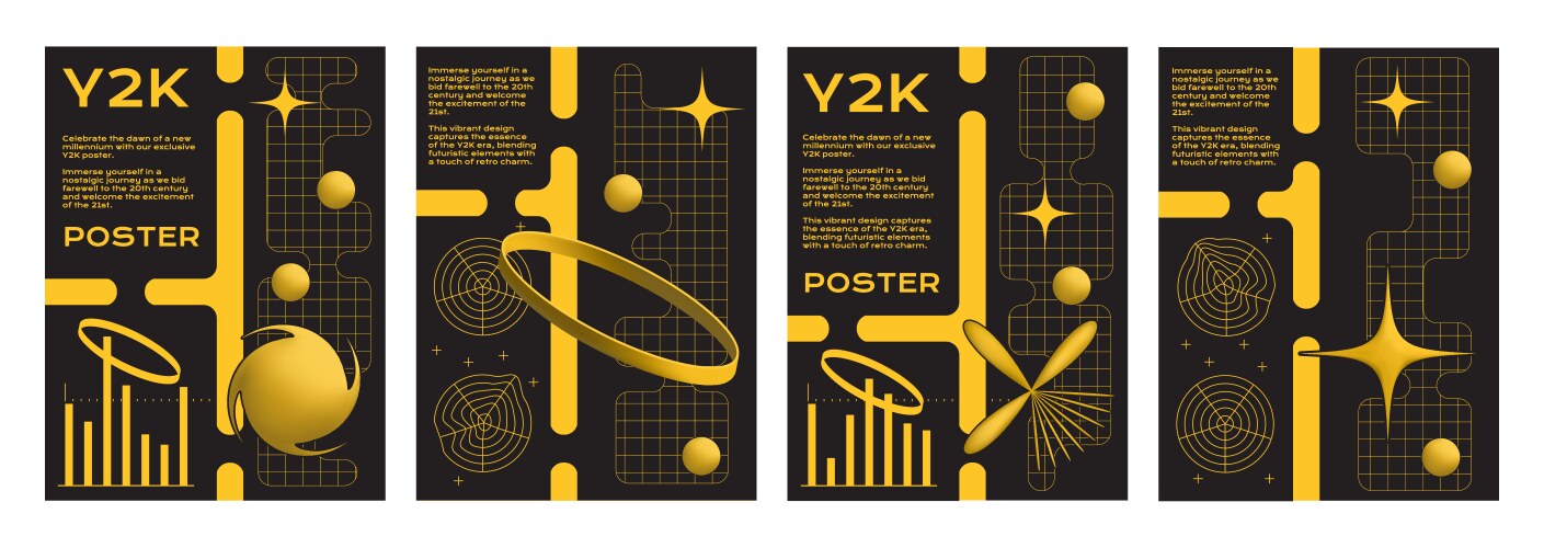 Poster design in y2k aesthetic Royalty Free Vector Image