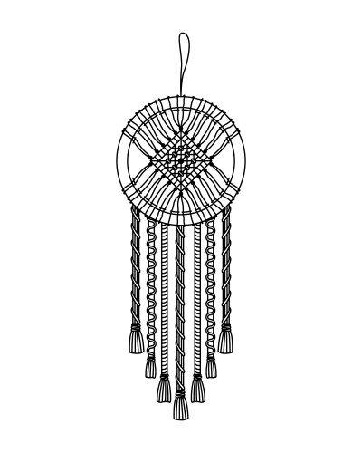 Macrame mural in boho style line art Royalty Free Vector