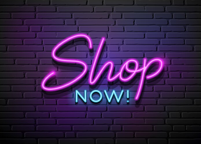 Computer shopping cart neon sign Royalty Free Vector Image