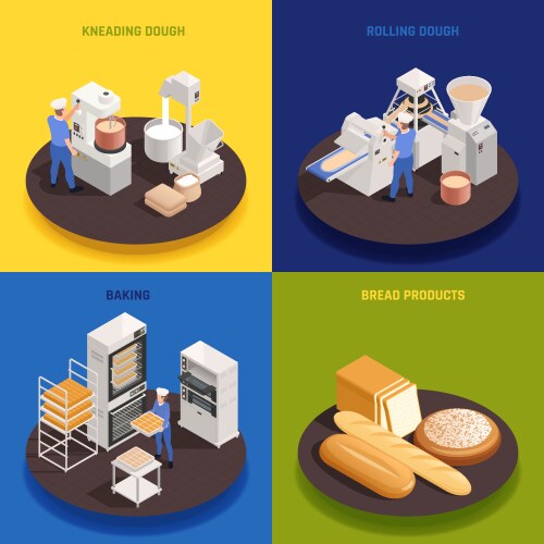 Bread and bakery food products Royalty Free Vector Image