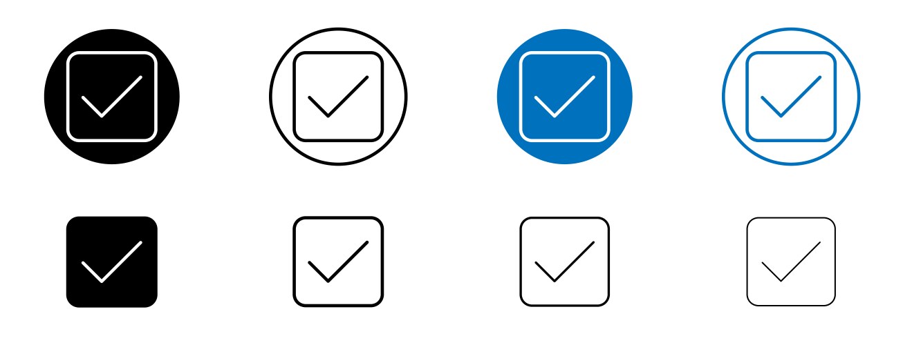 Check mark icon set Royalty Free Vector Image - VectorStock