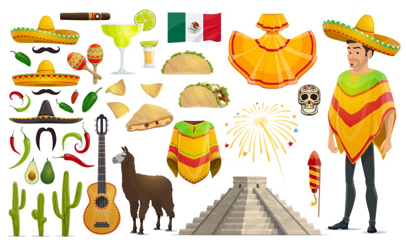 Mexican collection Royalty Free Vector Image - VectorStock