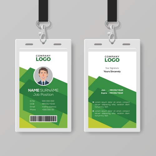 Green graphic id card design template Royalty Free Vector