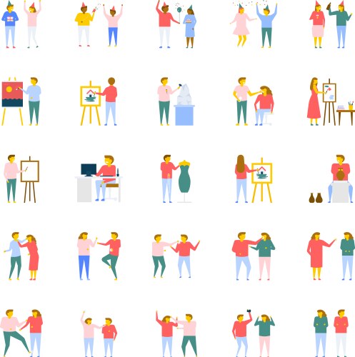 Set of people icons in flat style with faces 20 b Vector Image