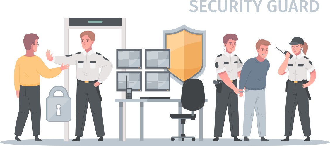 Outdoor security check composition Royalty Free Vector Image