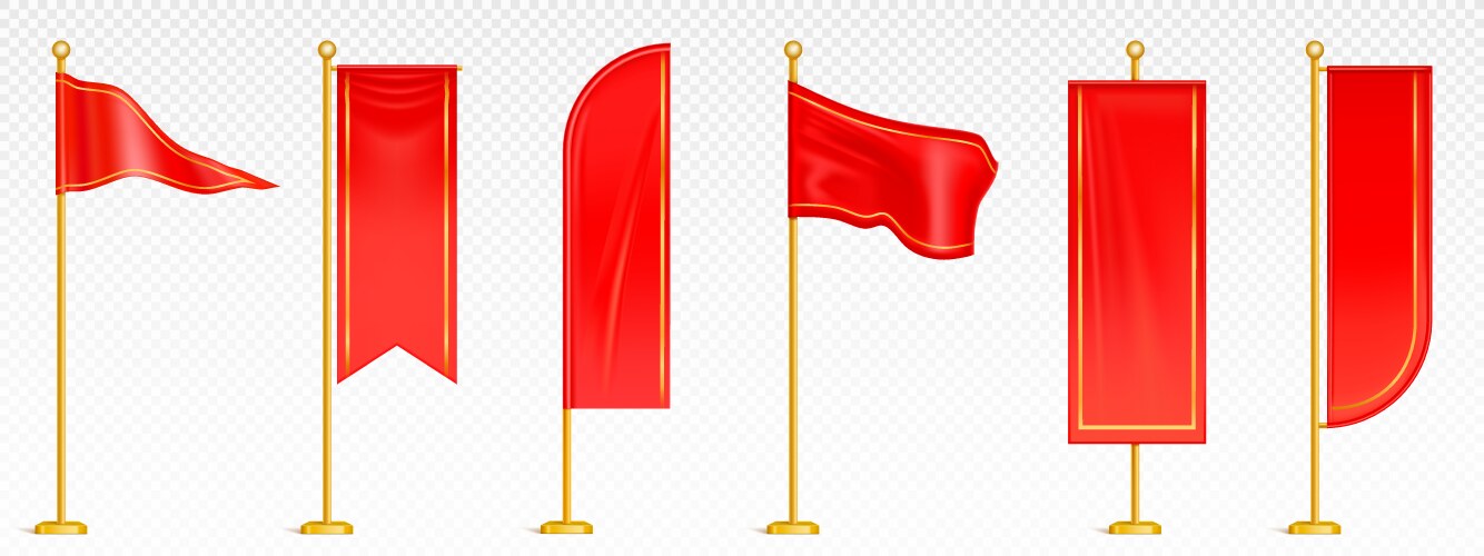 Hanging red pennant mockup realistic promo Vector Image