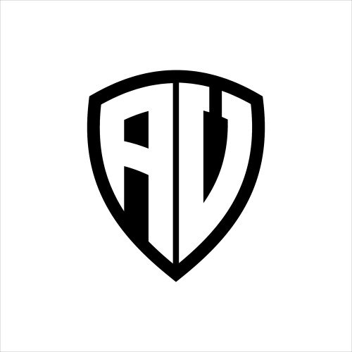 Av letter bold monogram triangle curve shield Vector Image