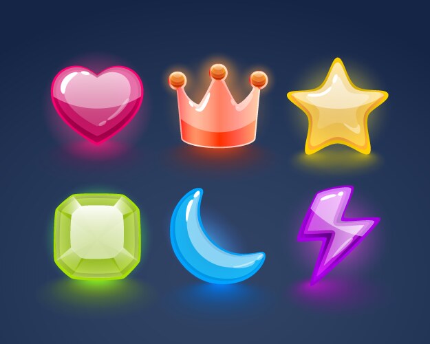 Game match icon character set in different colors Vector Image