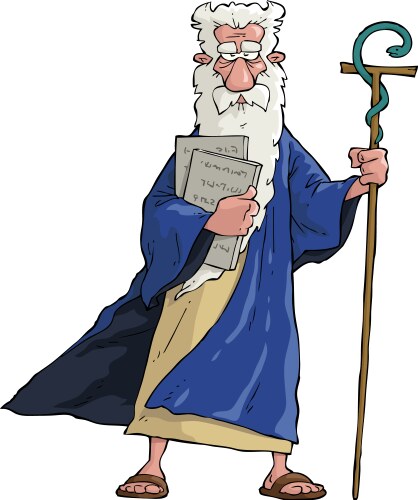 Cartoon moses parting the red sea Royalty Free Vector Image