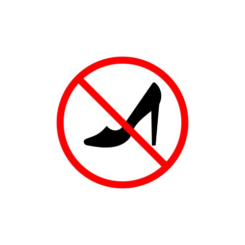 No high heels sign women not allowed Royalty Free Vector