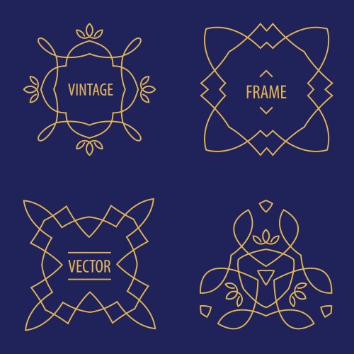 Set of outline emblems and badges Royalty Free Vector Image