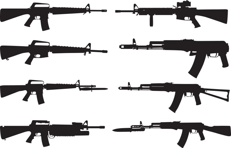 Pattern of guns machine gun rifle revolver pistol Vector Image