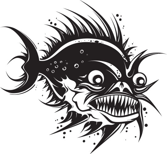 Abyssal aberration evil angular fish emblem Vector Image