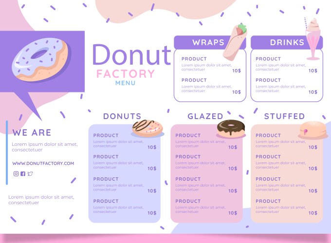 Colorful restaurant menu template Royalty Free Vector Image