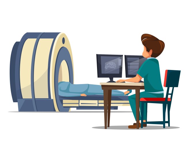 Cartoon ct mri tomography screening concept Vector Image
