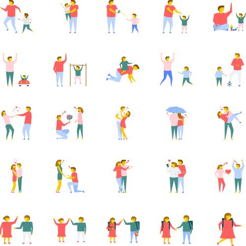 Set of people icons in flat style with faces 20 b Vector Image