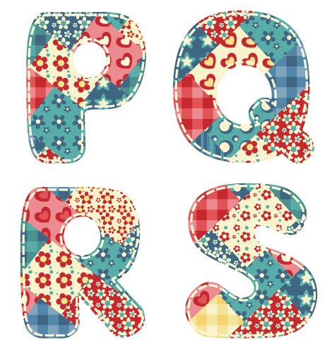 Vintage patchwork alphabet Royalty Free Vector Image
