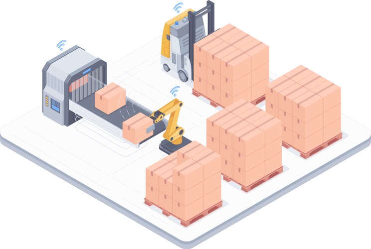 Isometric warehouse icon set scheme logistic Vector Image Isometric warehouse icon set scheme logistic Vector Image