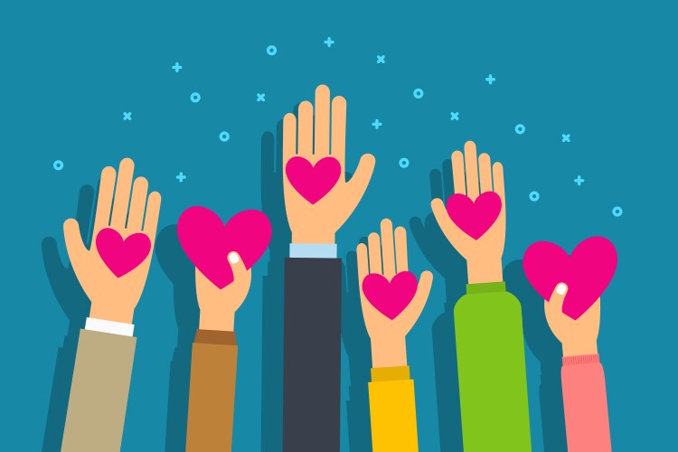 Hands concept of charity and donation volunteer Vector Image