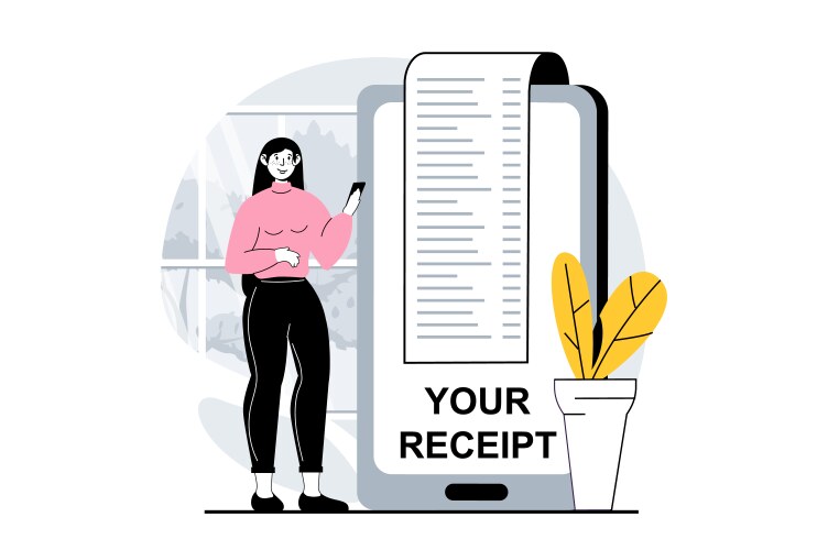 Electronic receipt concept with people scene Vector Image