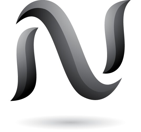 Grey striped snake shaped letter n Royalty Free Vector Image