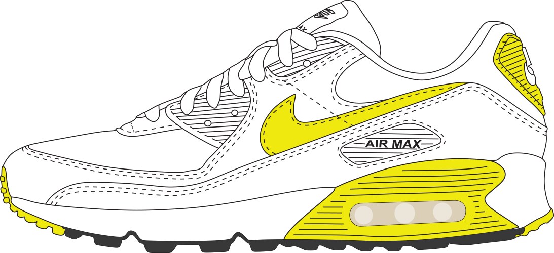 Nike air max 90 blanc sneakers Royalty Free Vector Image