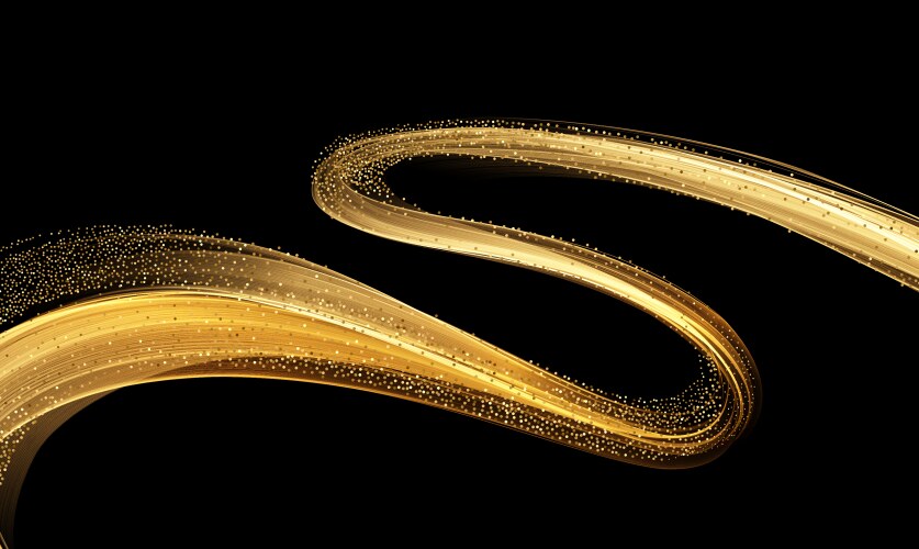 Shiny abstract gold wave on dark background Vector Image