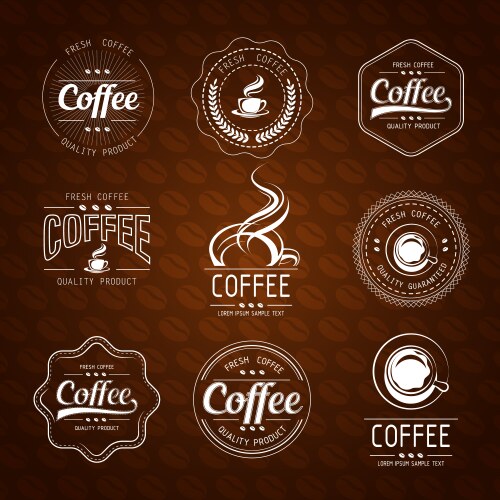 Coffee vintage logos set freshly brewed caffeine Vector Image