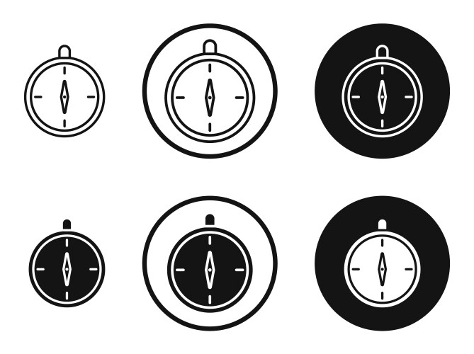 Compass icon set in black and white filld Vector Image