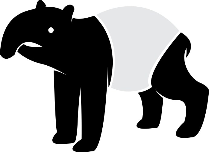 Cute malayan tapir standing as asian animal Vector Image