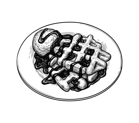 Waffles hand draw sketch Royalty Free Vector Image