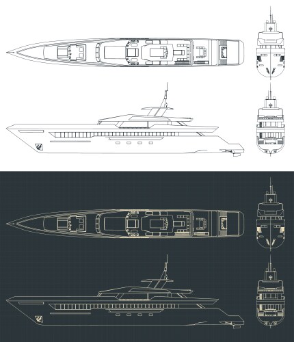 Superyacht blueprints Royalty Free Vector Image