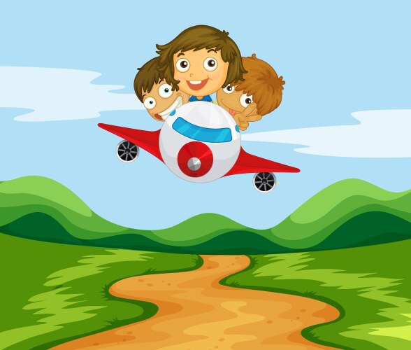 Kid flying plane with banner Royalty Free Vector Image