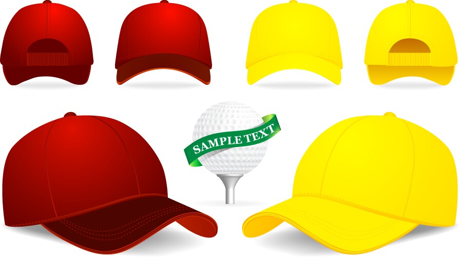 Baseball cap design template set white background Vector Image